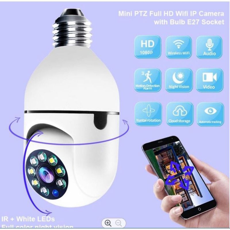 Jual CCTV Lampu V380 Pro 8MP Kamera CCTV Wifi Lampu CCTV 360 PTZ LAMP ...
