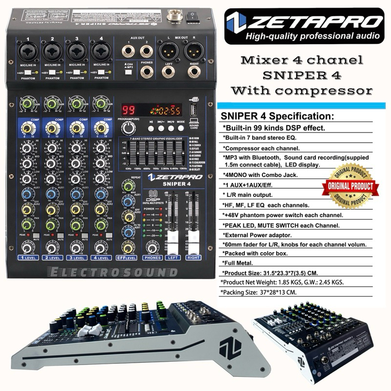 Jual MIXER AUDIO ZETAPRO SNIPER 4, COMPRESSOR / Zetapro Original | Shopee Indonesia
