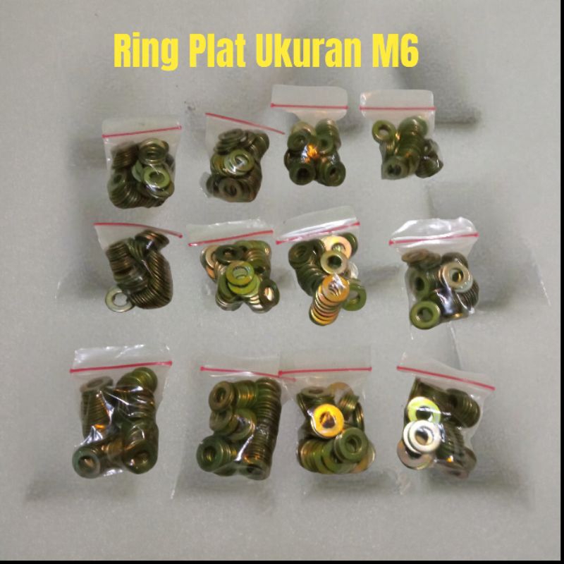 Jual Ring Plat Kuning Ukuran M6 untuk baut 10 isi satu bungkus 50pcs ...