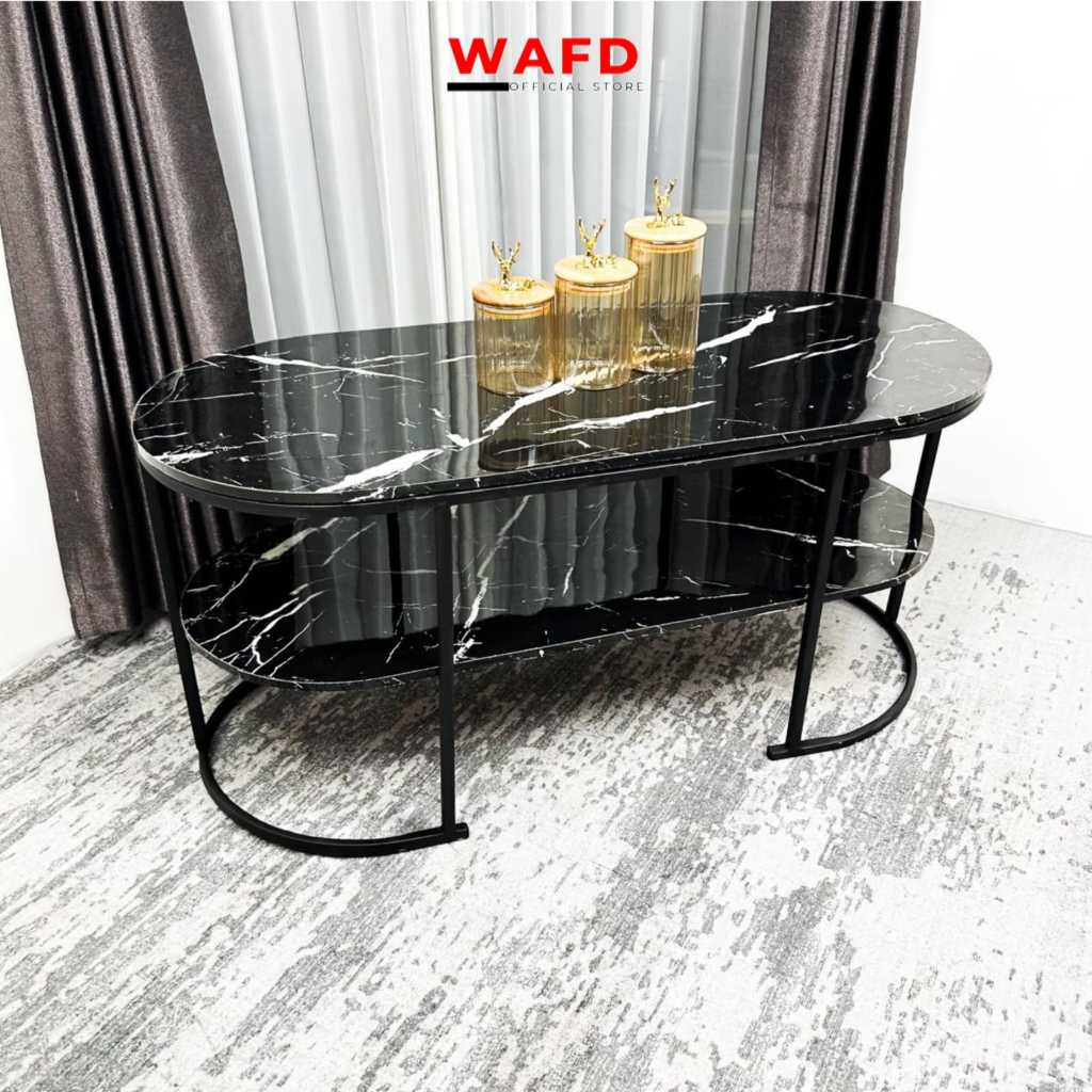 Jual Meja Tamu minimalis Luna Oval 2 Tingkat Bahan Besi warna hitam ...