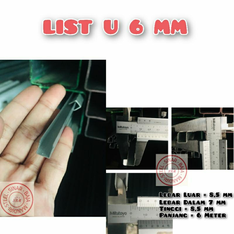 Jual list U Alumunium Ukuran 6mm Panjang 6 Meter | Shopee Indonesia