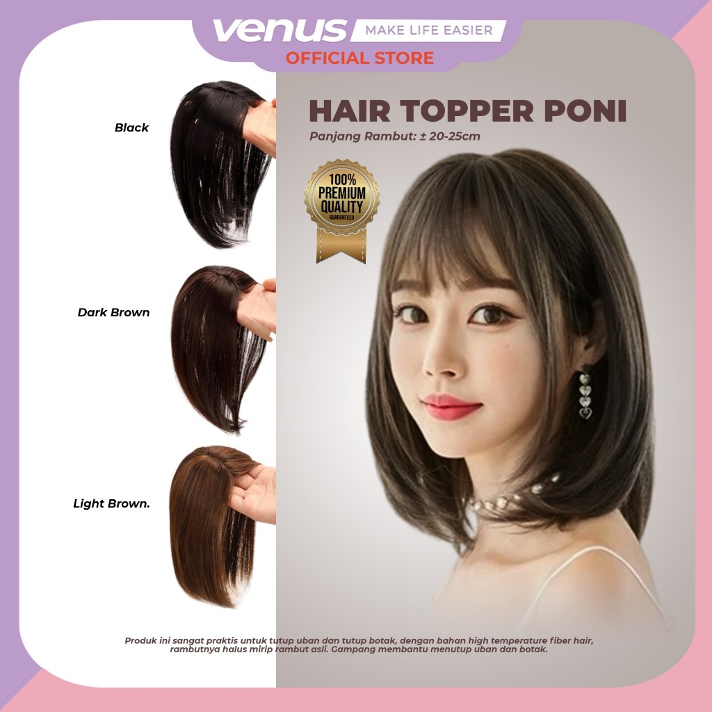 Jual VENUSJKT – Hair Clip Topper Rambut Palsu Wanita Toupee Poni Belah ...