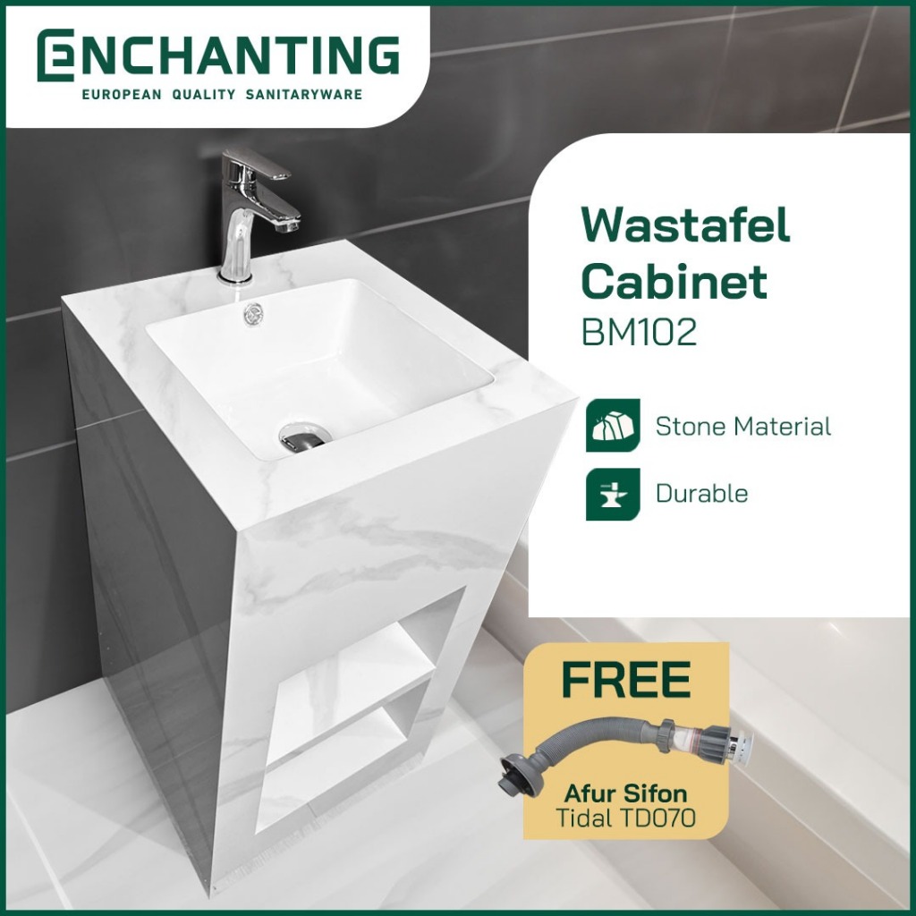 Jual ENCHANTING Wastafel Cabinet Kamar Mandi BM102 Kabinet Washtafel Complete Set with Keran ...