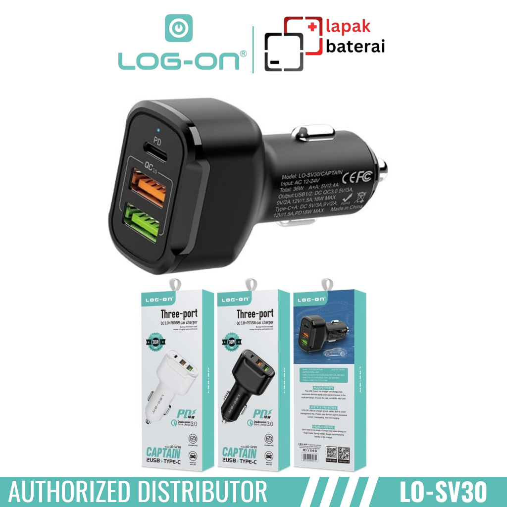 Jual Log On - SV30 Saver Mobil 2.4A 3 Port Fast Charging 18W / Quick ...