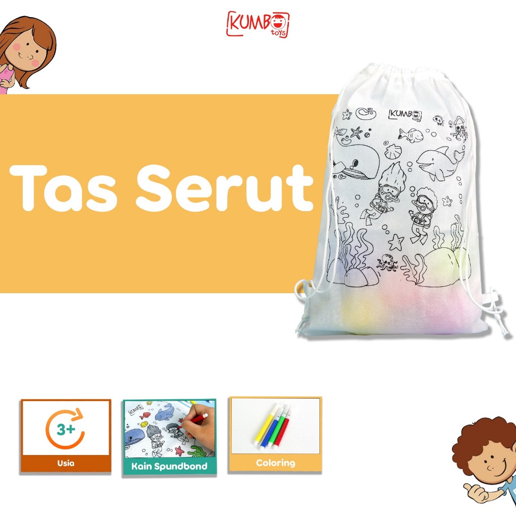 Jual Tas Serut Anak Spunbond Bergambar DIY Coloring Goodie Bag Souvenir ...