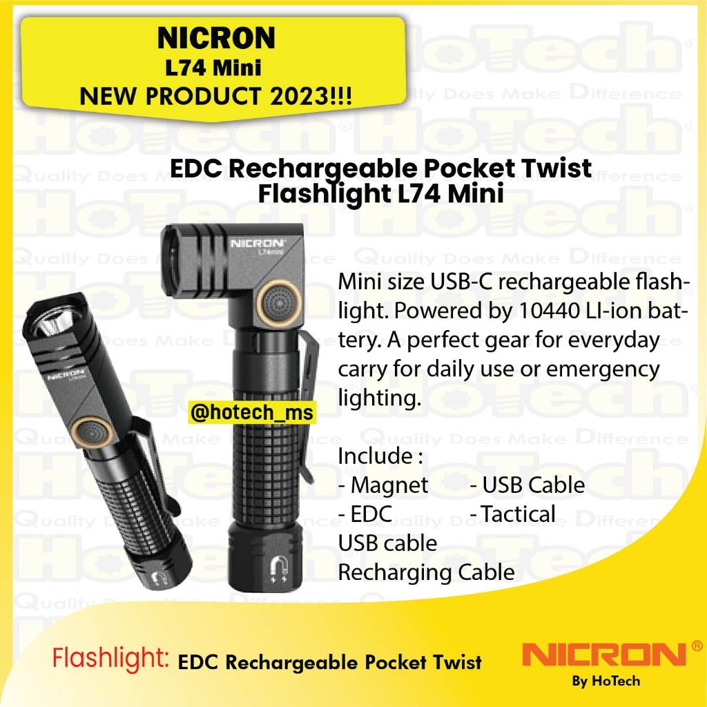 Jual Nicron Senter EDC Rechargeable pocket Flashlight Torch | L74Mini ...