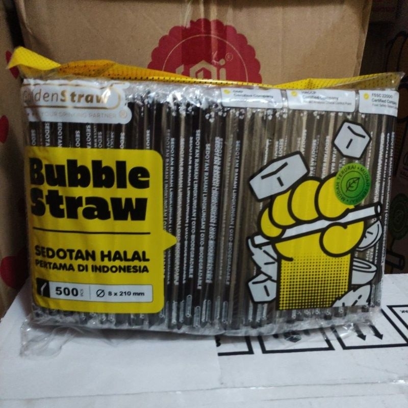 Jual Sedotan Golden Straw Hitam 8 mm x 21 cm isi 500pcs | Shopee Indonesia