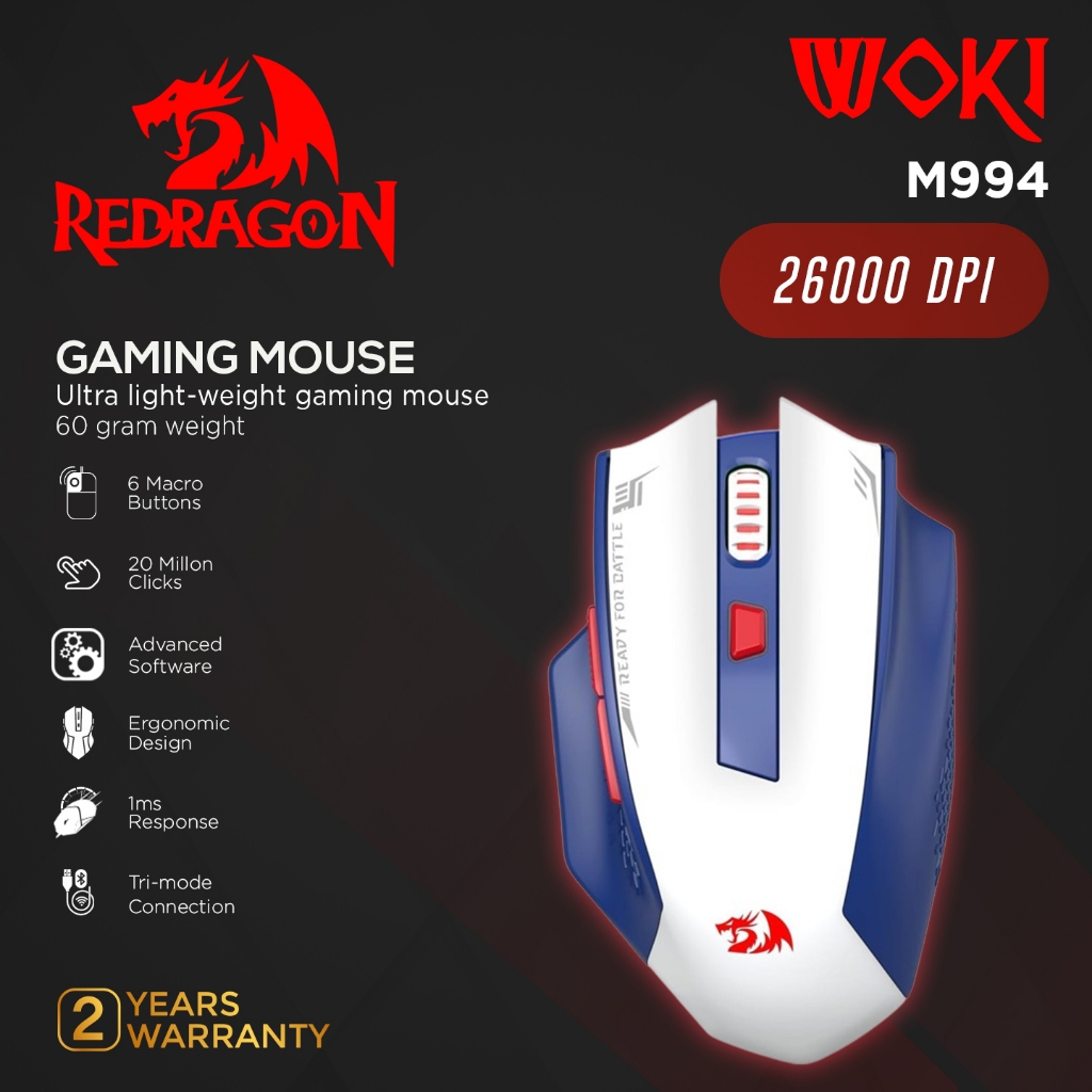 Jual Redragon Gaming Mouse Triple Mode WOKI - M994 | Shopee Indonesia