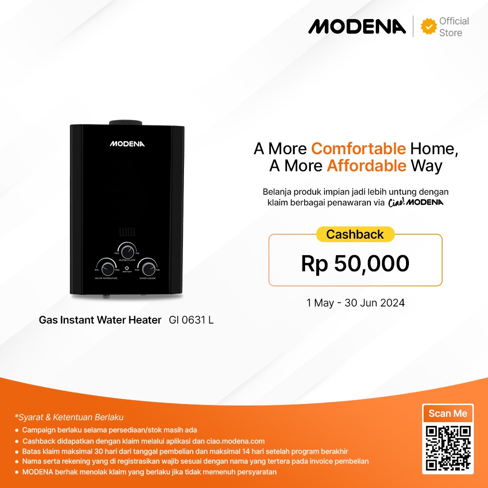 Jual MODENA Tankless Gas Instant - GI 0631 L | Shopee Indonesia