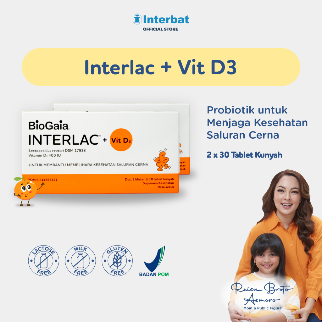 Jual Interlac Probiotik + Vit D3 400 IU Double Bundle - Menjaga ...