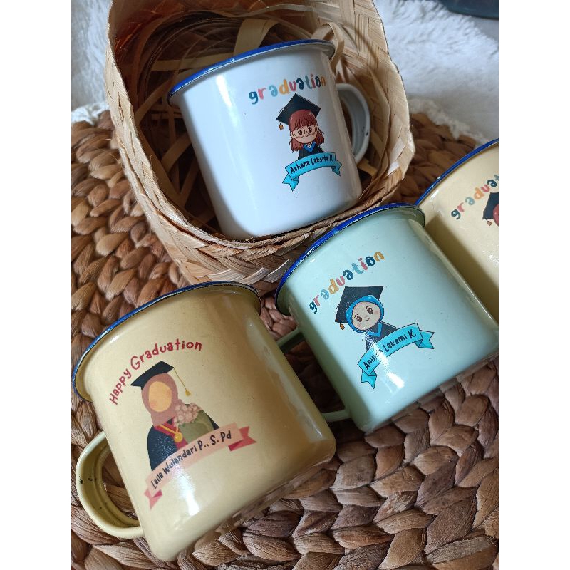 Jual Gelas Custom Wisuda / graduation gift, gelas enamel Custom ...