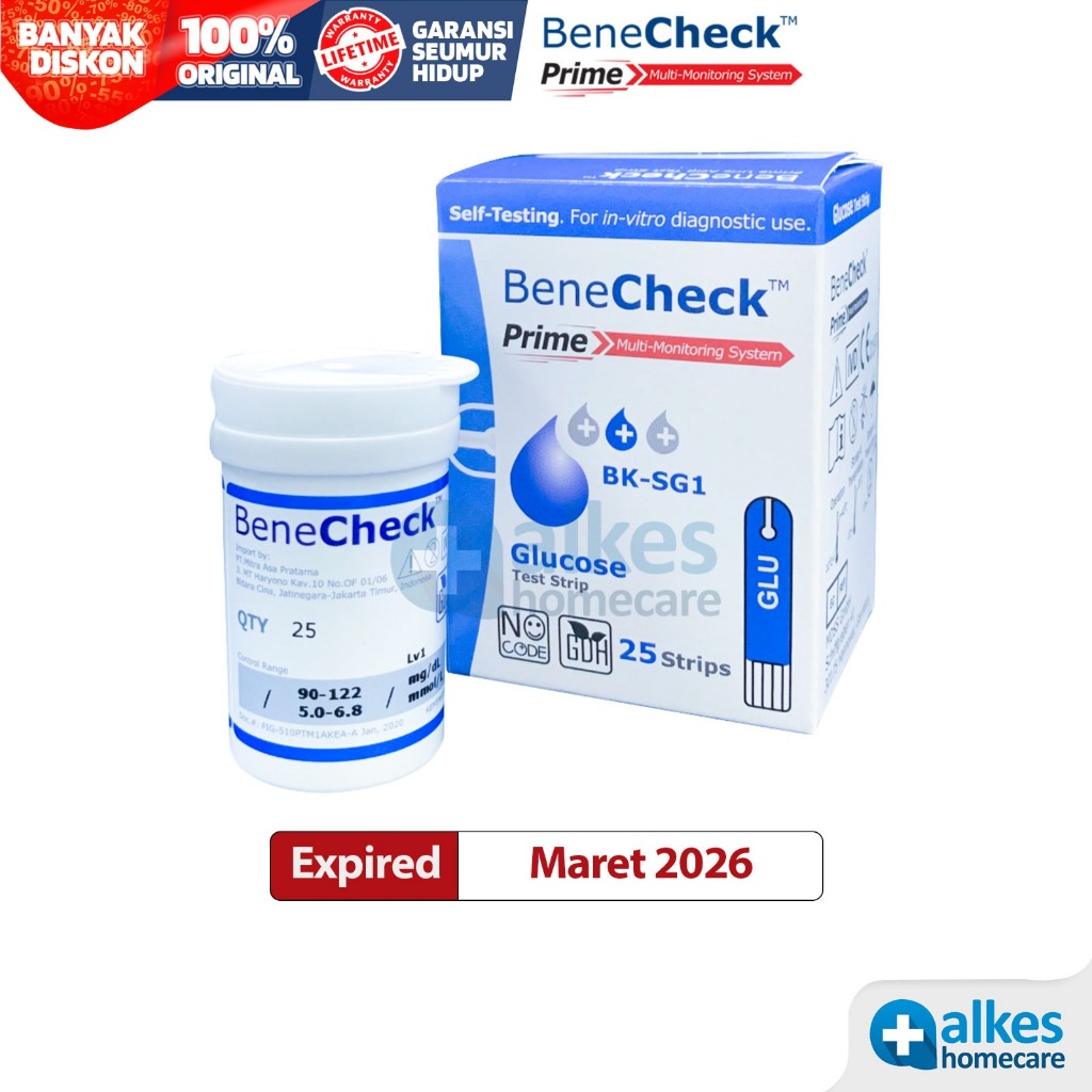 Jual Benecheck Prime Strip Test Gula Darah (Glukosa) | Shopee Indonesia