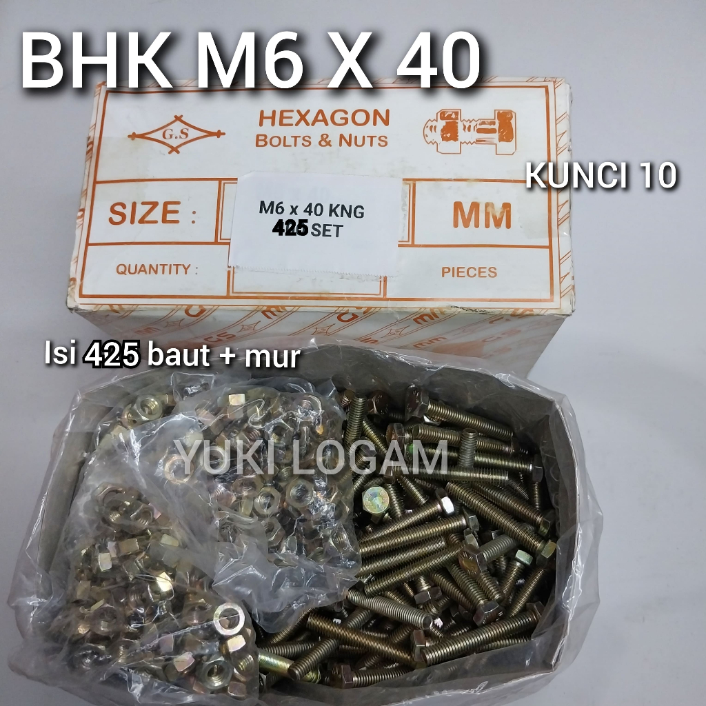 Jual 1 Dus Baut dan Mur BHK BMK M6 Baut 10 Baut kunci 10 Hexagon ukuran M6x10 sampai M6x100 ...