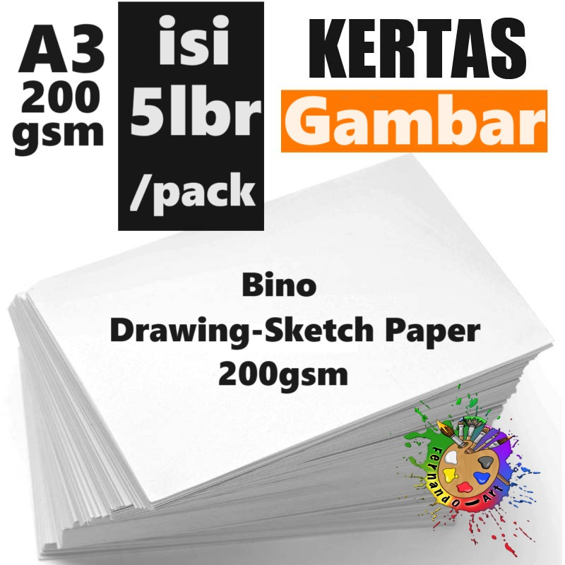 Jual BN - Drawing - Sketch Paper A3 200gsm 5 Sheet / Kertas Gambar ...