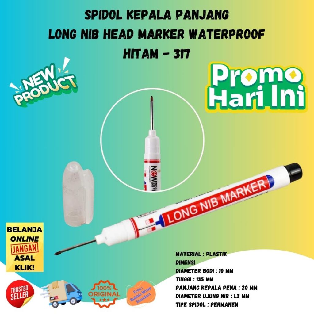 Jual Spidol Kepala Panjang Long Nib Head Marker Waterproof 317 Kayu ...
