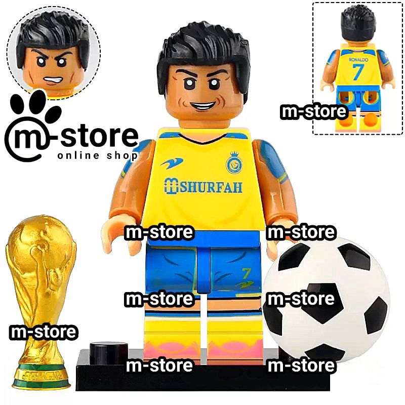 Jual brick soccer football cristiano ronaldo trophy mini toy figure ...