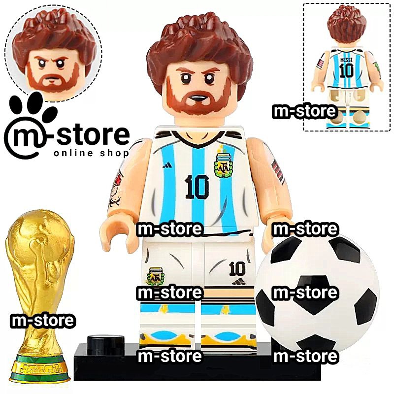Jual brick soccer football lionel messi trophy mini toy figure | Shopee ...