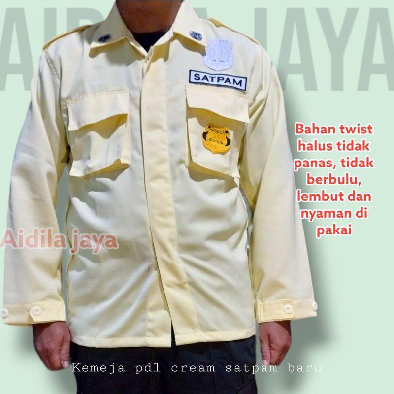 Jual KEMEJA PDL KREM SATPAM BARU BAHAN TWIST HALUS | Shopee Indonesia