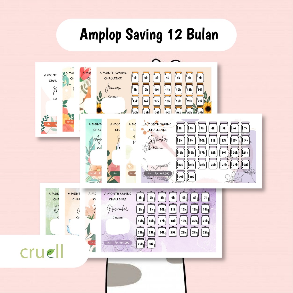 Jual Isi 12 Pcs Amplop Nabung Tantangan Menabung Aesthetic Amplop ...