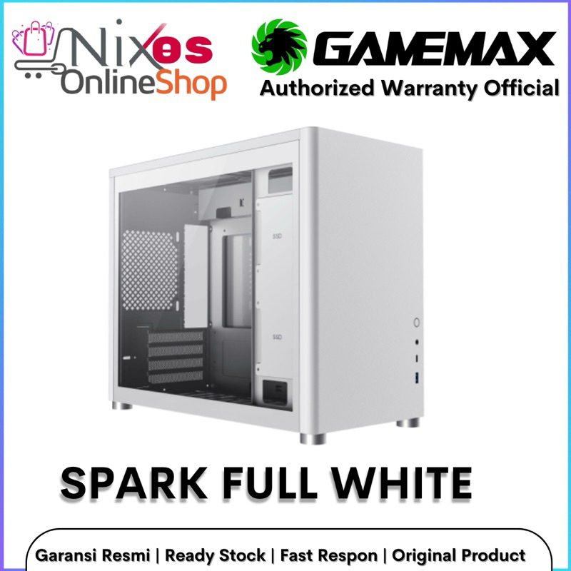 Jual GAMEMAX SPARK FULL WHITE Micro ATX USB 3.0 Type C + AUDIO JACK | Shopee Indonesia