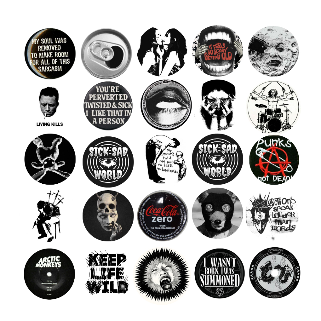Jual [4] PIN BUTTON 44mm shezslay - dark grunge rock distorted ...