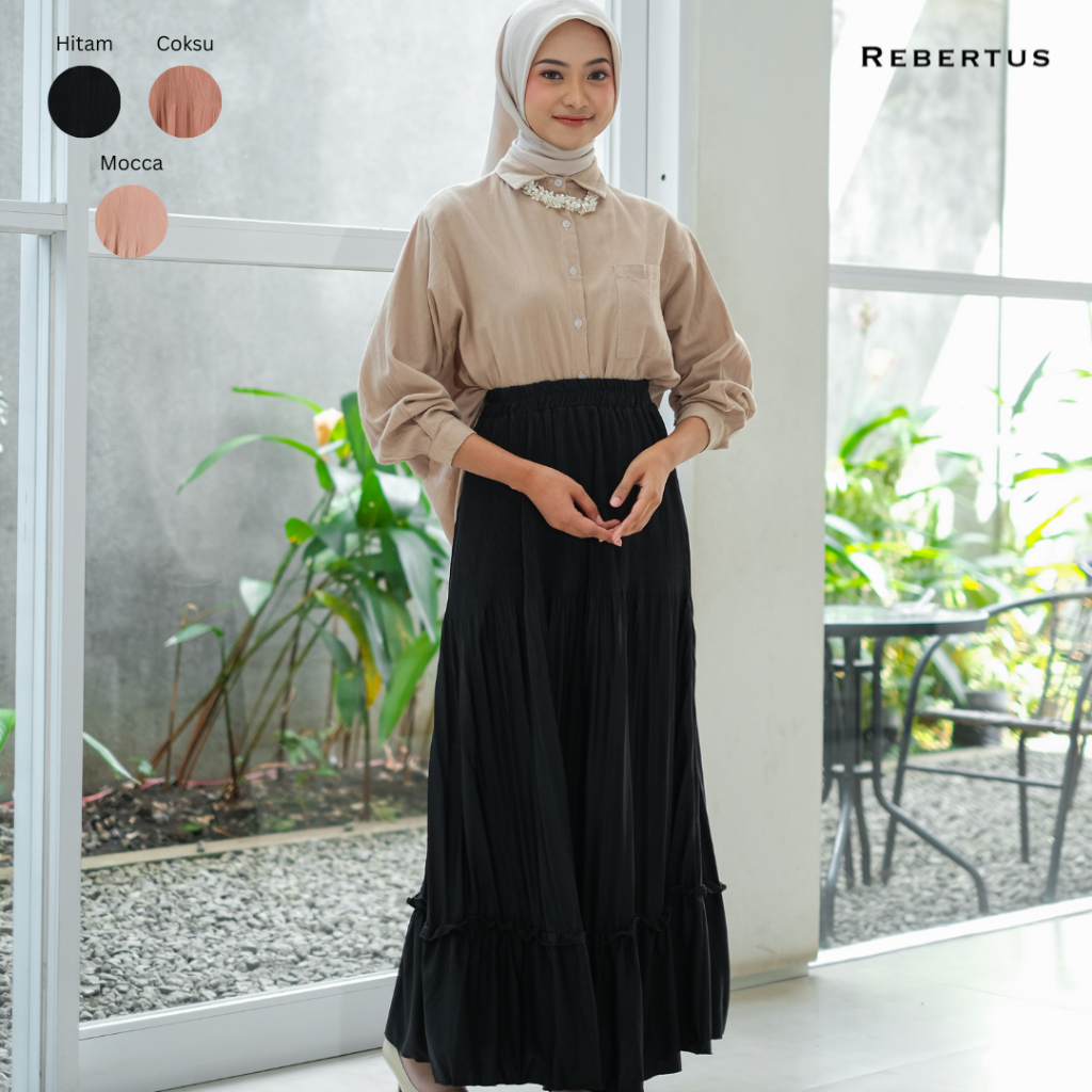 Jual Rok Rumbai Polos Wanita Premium Rebertus Belvia | Shopee Indonesia