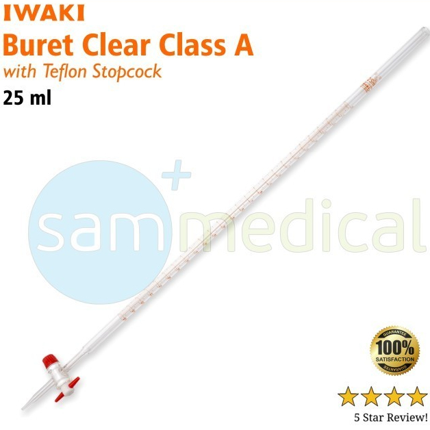 Jual Iwaki Buret / Burette Clear Class A with Teflon Stopcock 25 ml ...