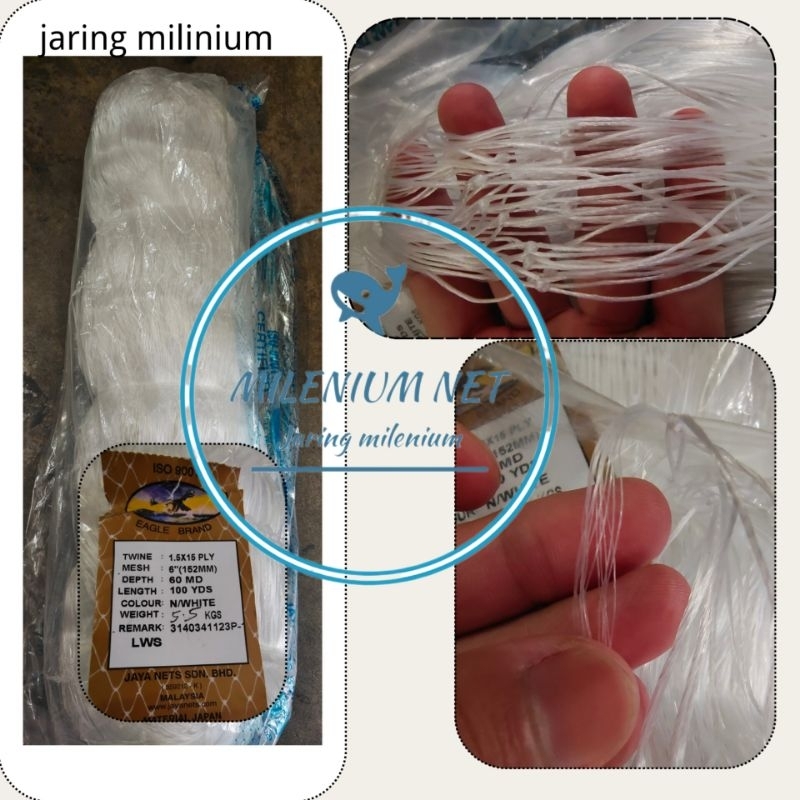 Jual jaring milenium/jaring pintal/jaring ply/6inci15ply 60md 100yds ...
