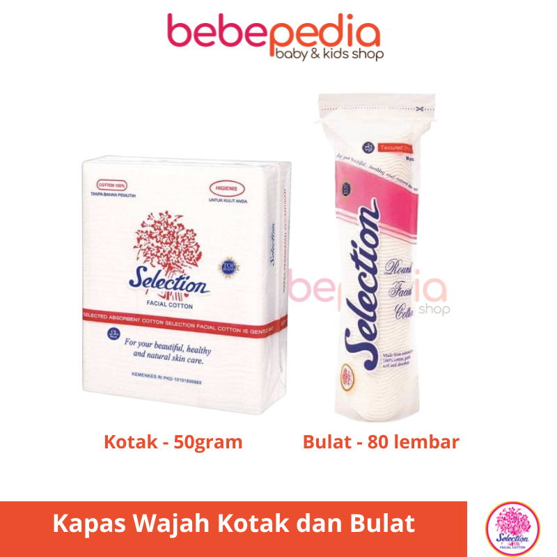 Jual Kapas Wajah Selection Kotak 50gr / Kapas Round Facial Cotton 80ps ...