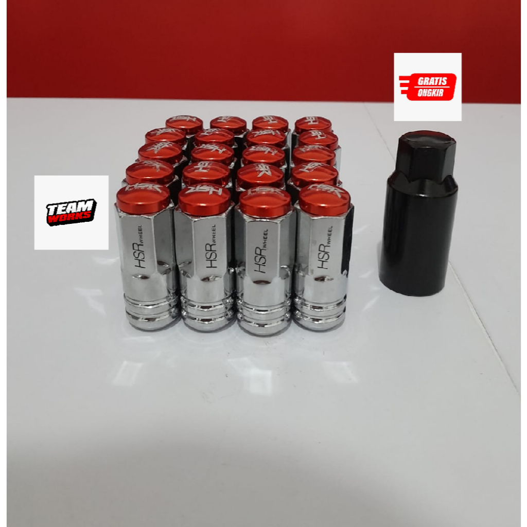Jual mur baut racing hsr panjang alminium besi RED drat 1.5 drat 1.25 ...