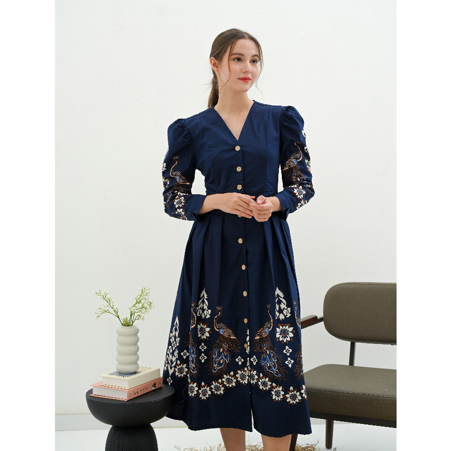 Jual Dress Batik Wanita 258 JM/Batik Modern /Dress Batik Panjang/ Baju Lebaran | Shopee Indonesia