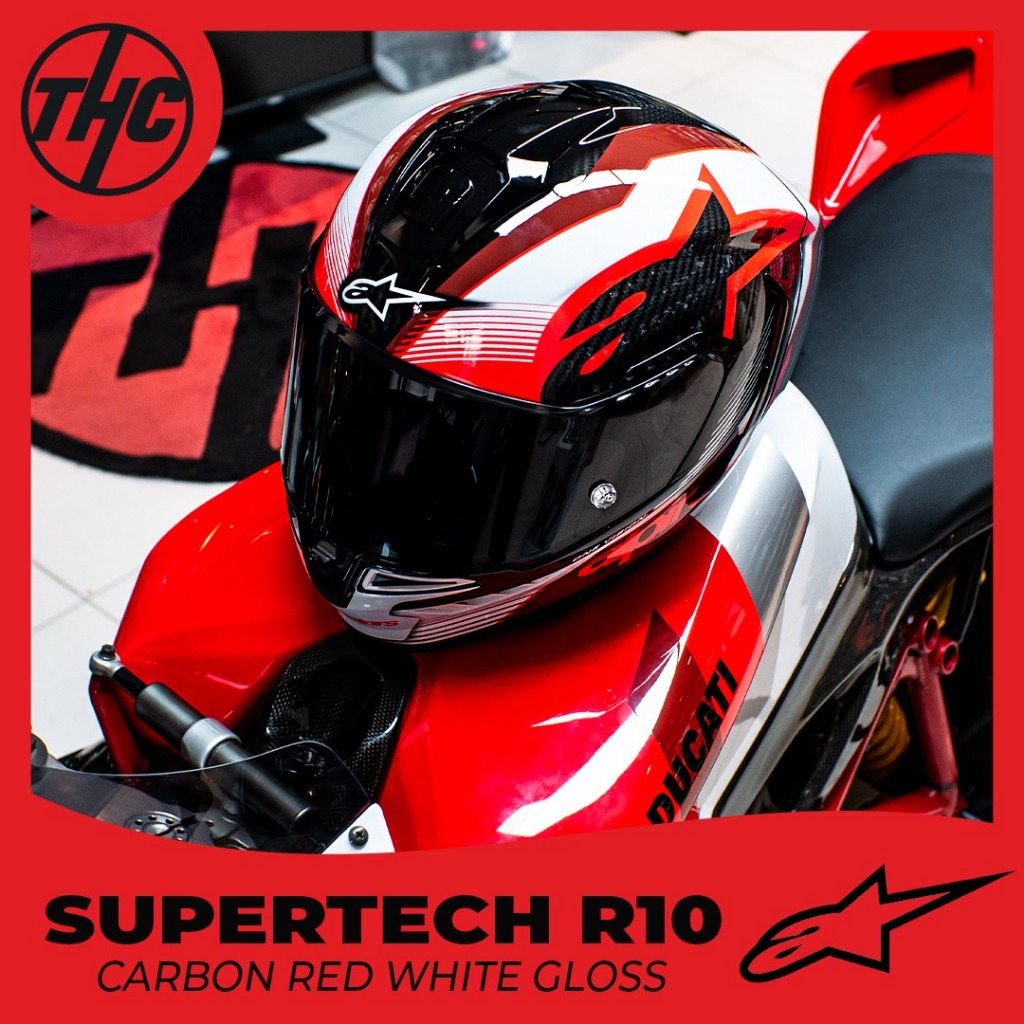 Jual HELM ALPINESTAR SUPERTECH R10 CARBON RED WHITE GLOSSY FULL FACE ...