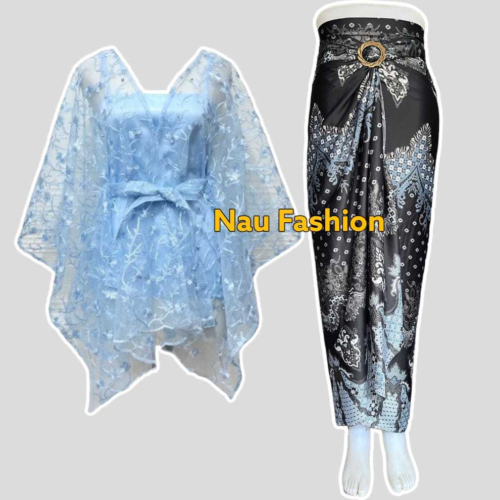 Jual Outfit Atasan Fashion Satu Set Outer brokat cape Brokat Crop ...