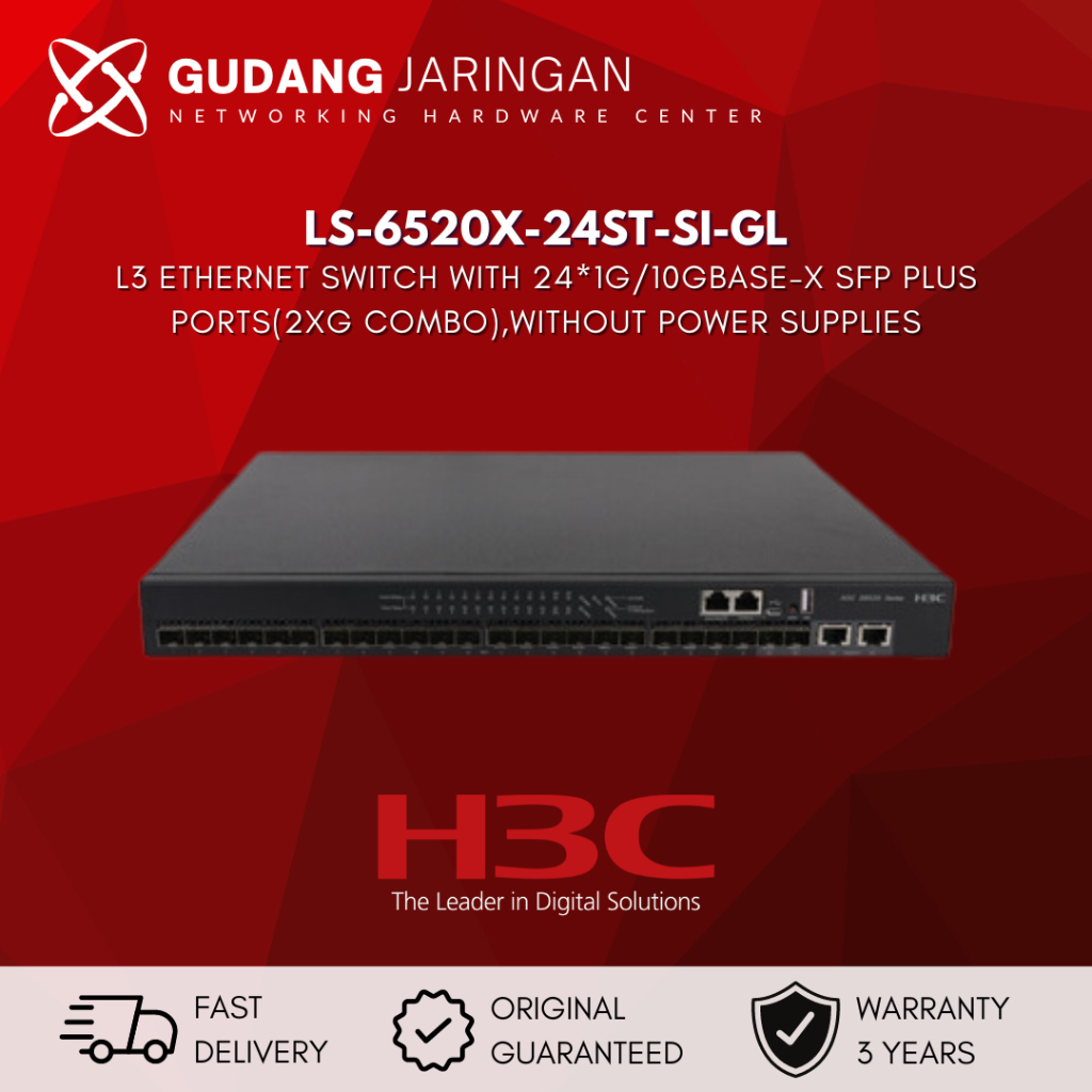 Jual H3C LS-6520X-24ST-SI-GL L3 Ethernet Switch with 24*1G/10GBase-X ...