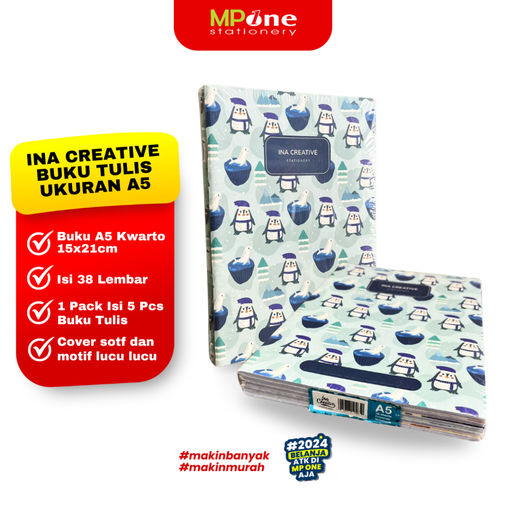 Jual (1 PACK) Ina Creative Buku Tulis 38 Lembar A5 / A5 Buku Tulis ...