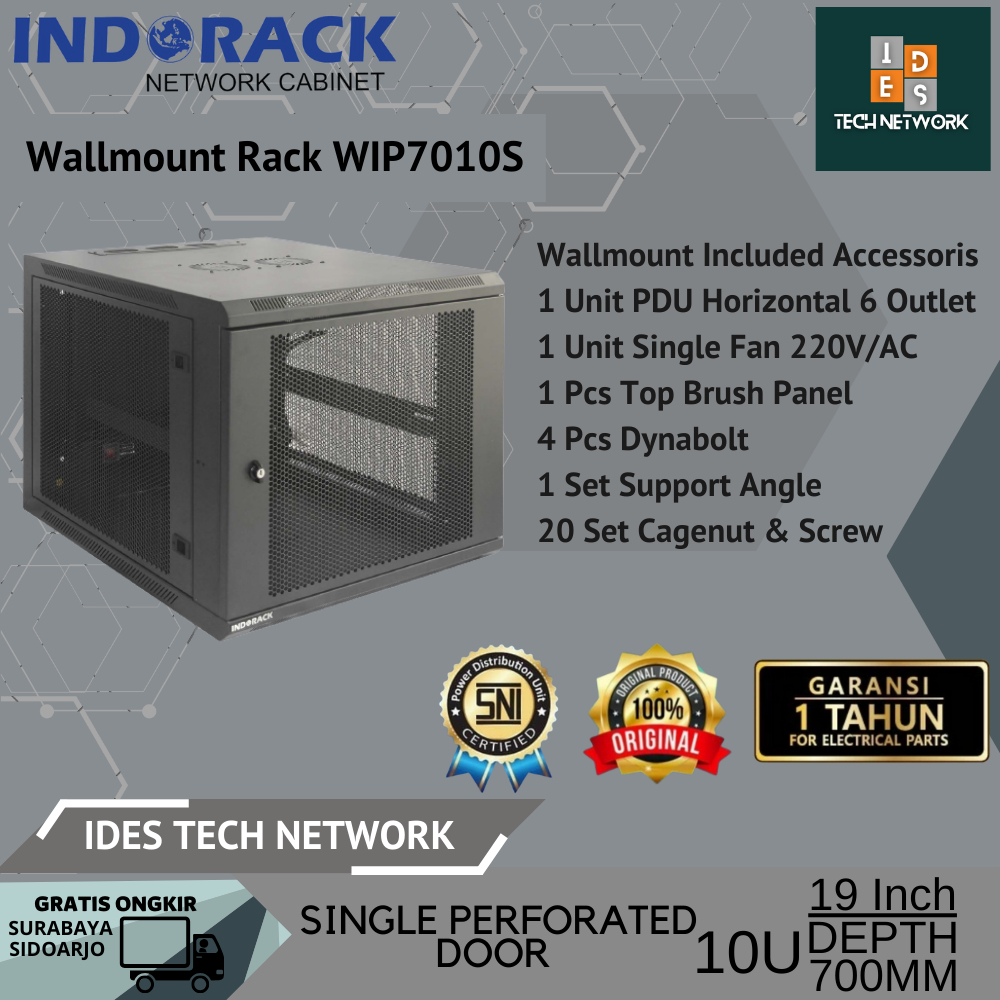 Jual Rack Server Indorack Wallmount Rack WIP7010S 10U Depth 700mm ...