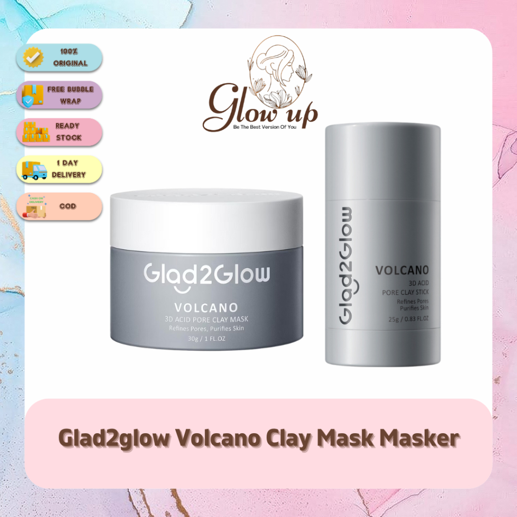Jual Glad2glow Volcano Clay Mask Masker Komedo Deep Pores Cleansing Mud ...