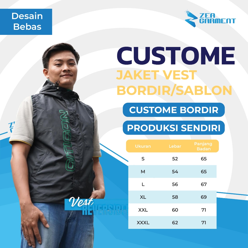 Jual Jaket Vest Parasut Custom Sablon - Bordir Kualitas Terbaik ...