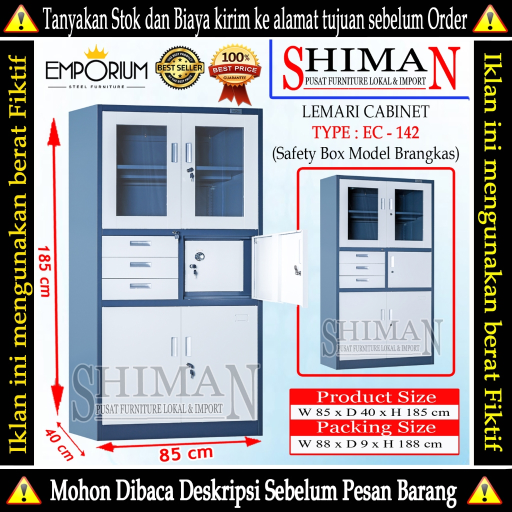 Jual Lemari Arsip EC 142 EMPORIUM | Lemari File + Safety Box | Shopee ...