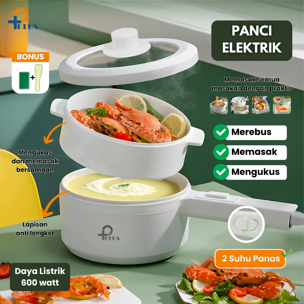 Jual PPLUS Panci Listrik Multifungsi Anti Lengket + Kukus 2 in 1 low ...