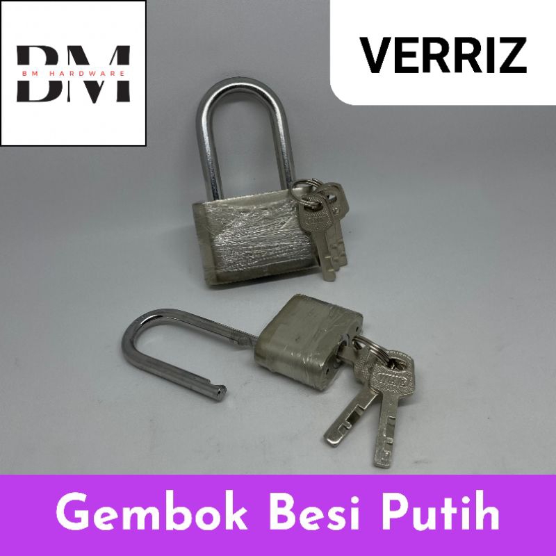 Jual Gembok Besi Putih VERRIZ Tipe Panjang 40mm & 60mm(3 Buah Kunci ...