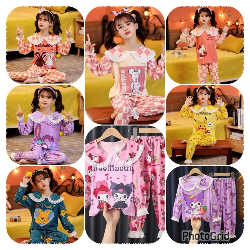 Jual Setelan Piyama Baju Tidur Premium Import Celana Tangan Pendek Anak ...