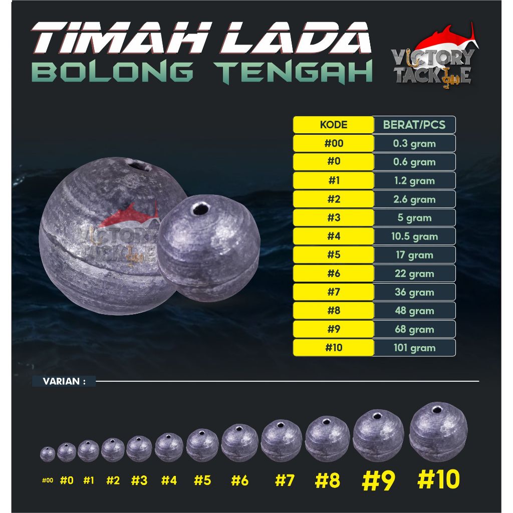 Jual Timah pancing Timbal Pemberat Timbel Model Lada Bolong Tengah ...