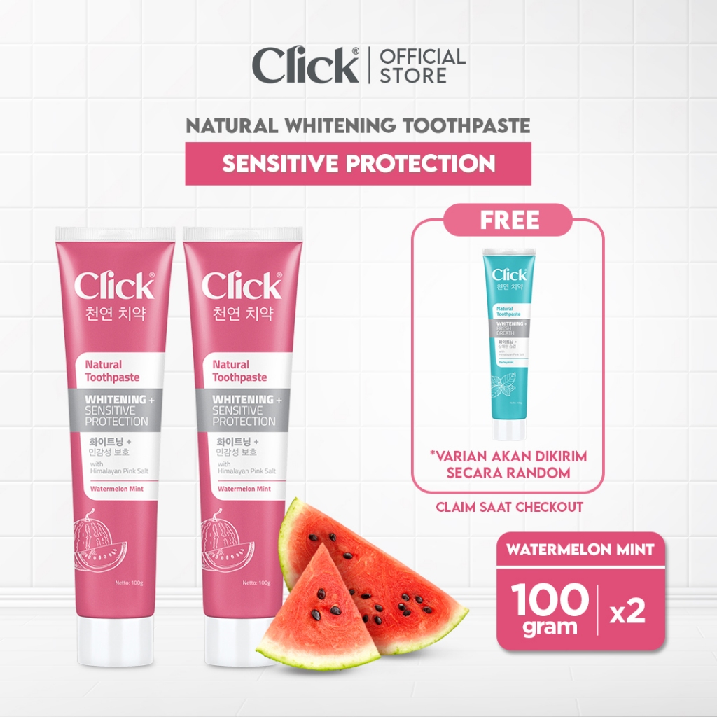 Jual Click Natural Toothpaste Whitening + Sensitive Protection Twin ...