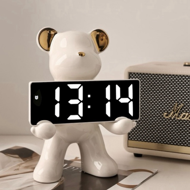 Jual Nordic Bear Alarm Clock Ceramic/jam beruang meja home decor unik ...