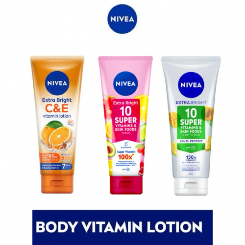 Jual NIVEA Extra Bright C&E Body Lotion | 10 Super Vitamins 180ml Youth ...