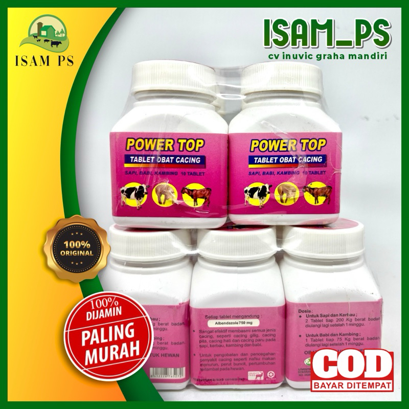 Jual POWER TOP 10 TABLET OBAT CACING SAPI BABI KAMBING | Shopee Indonesia