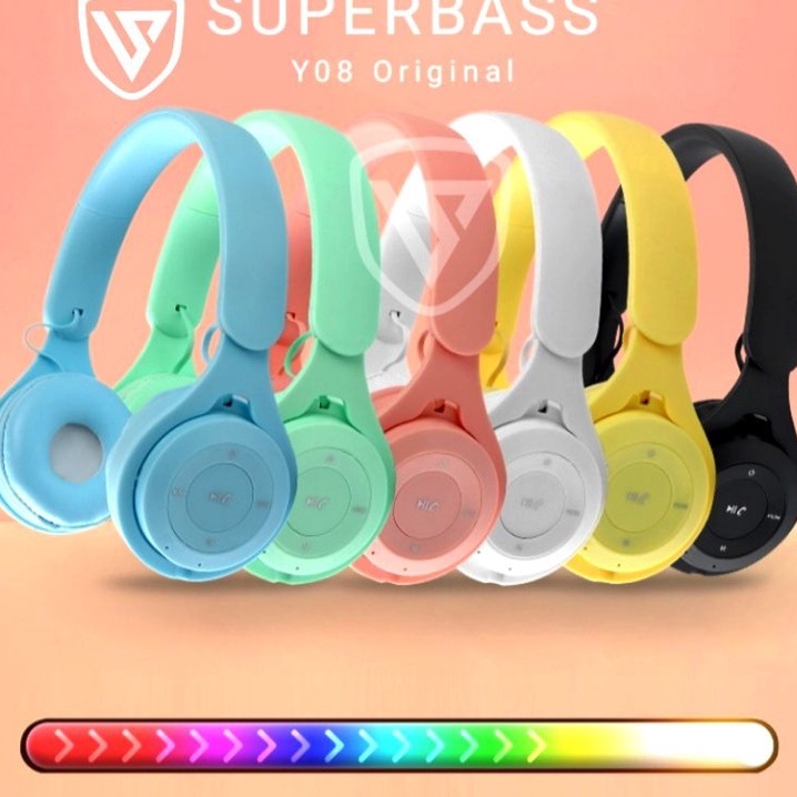 Jual HrD Headset Bluetooth Bando Macaron Y8 Headphone Super Bass Stereo ...