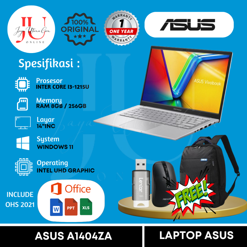 Jual ASUS Vivobook 14 A1404ZA IPS322 Core i3 1215U 8GB 256GB W11 OHS ...