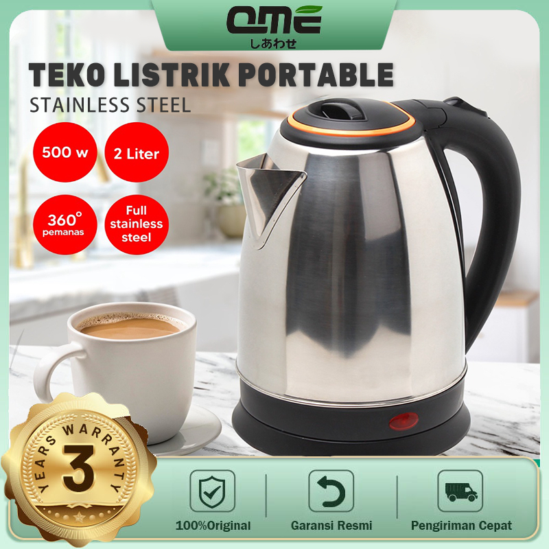 Jual QME Teko Listrik Stainless Steel 2.0L Electric Kettle Pemanas Air ...